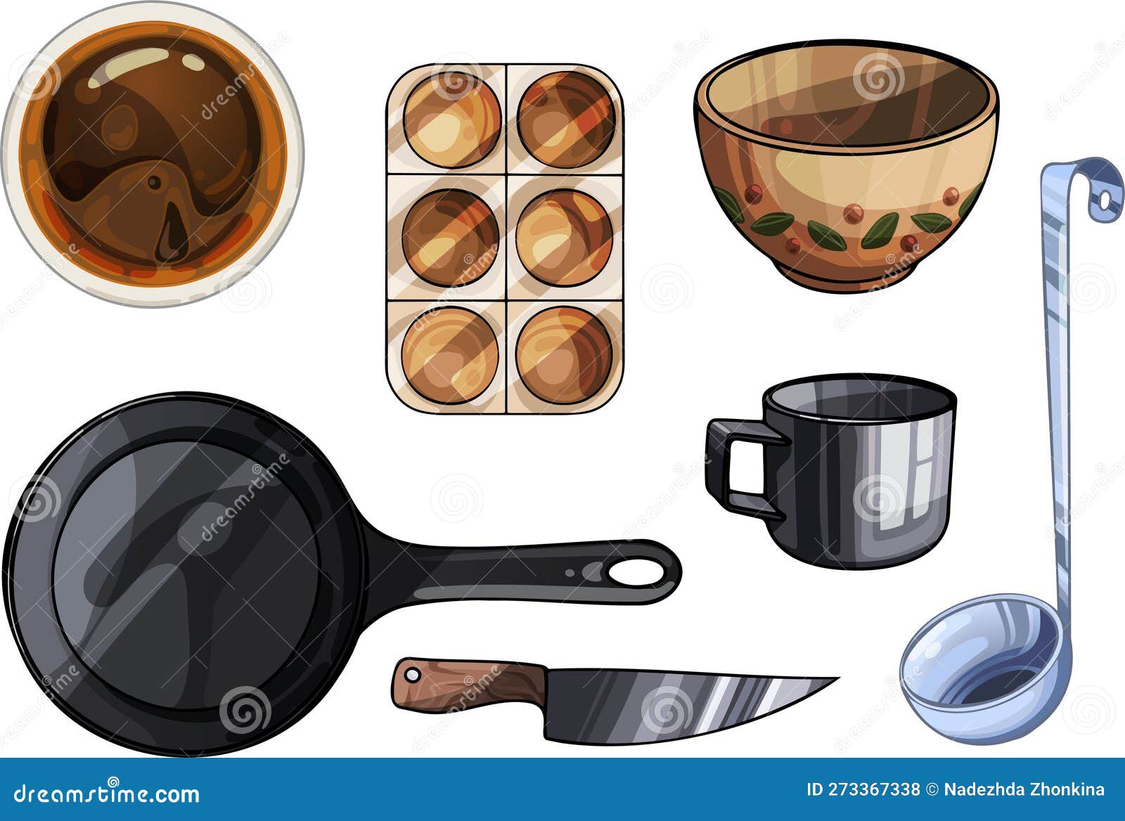 A set of items for cooking stock vector. Illustration of clay - 273367338