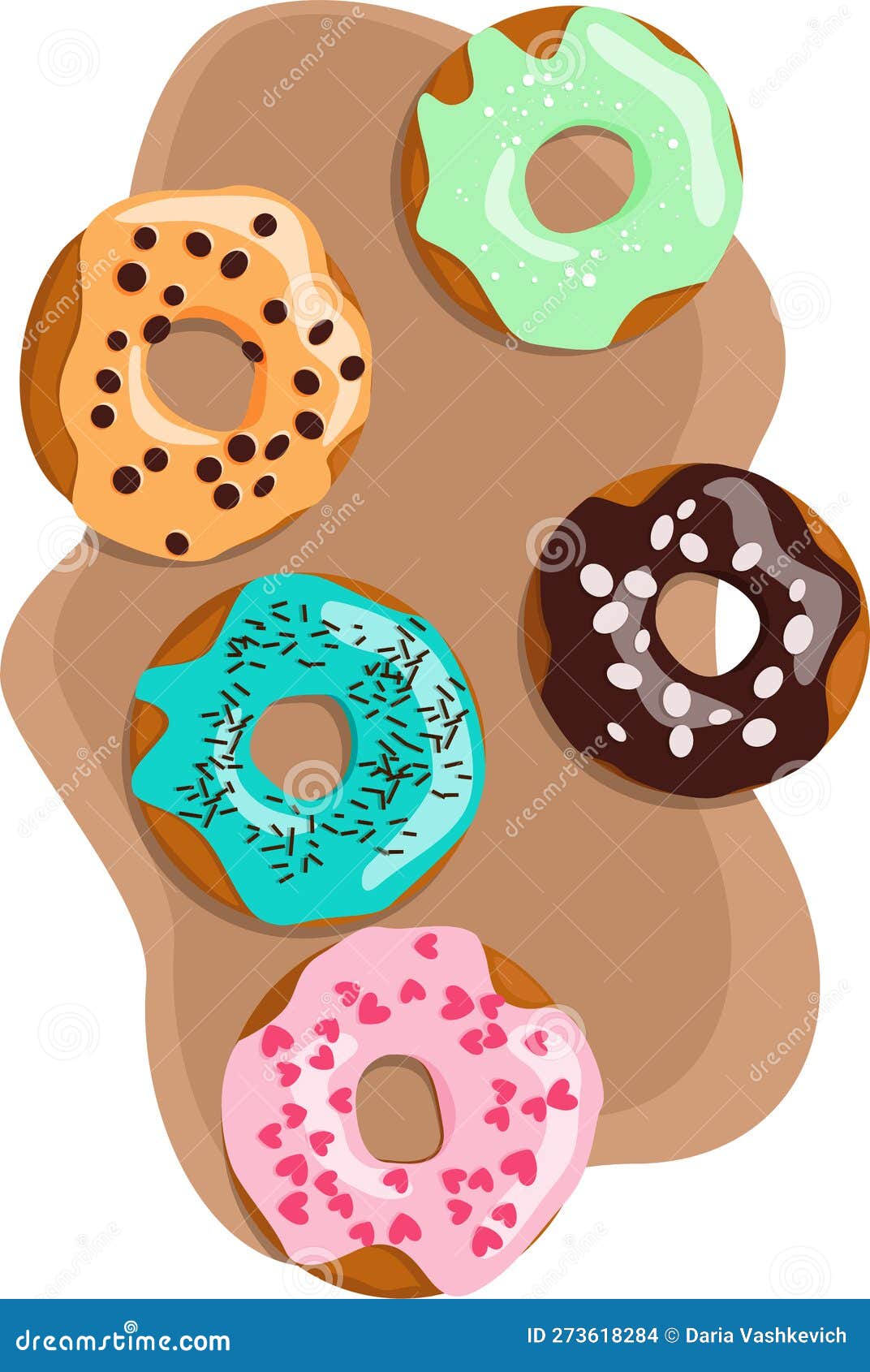 Multi-colored Donuts in the Amount of Five Pieces. Stock Vector ...