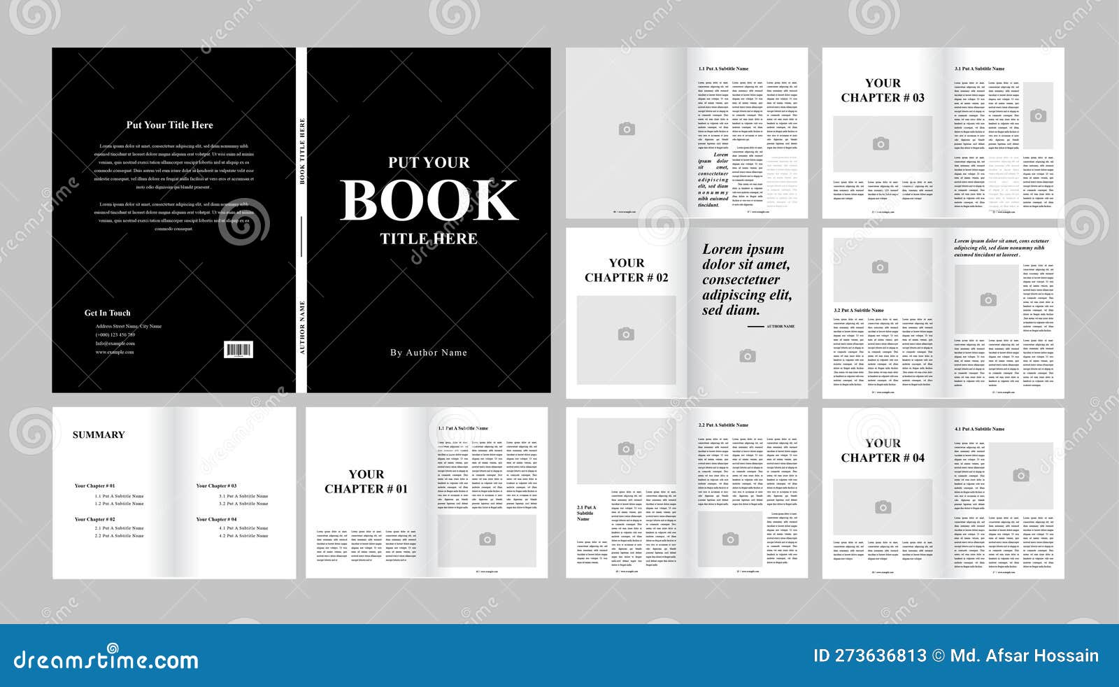 Book Layout Black Andsss White and Ebook Layout Design Stock Vector ...
