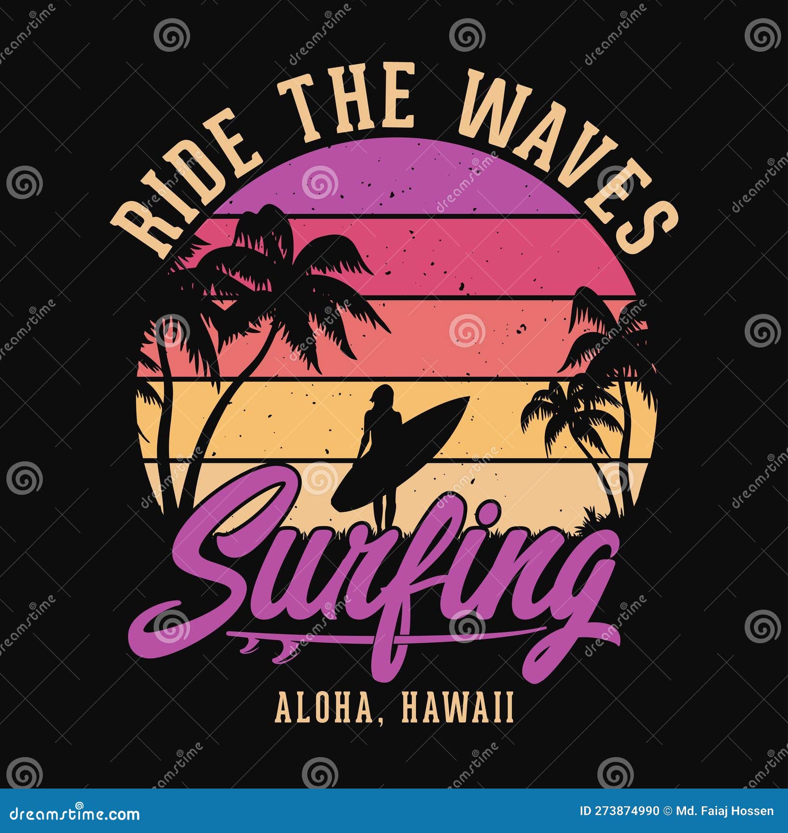 Ride the Waves Surfing. Aloha, Hawaii Stock Vector - Illustration of ...