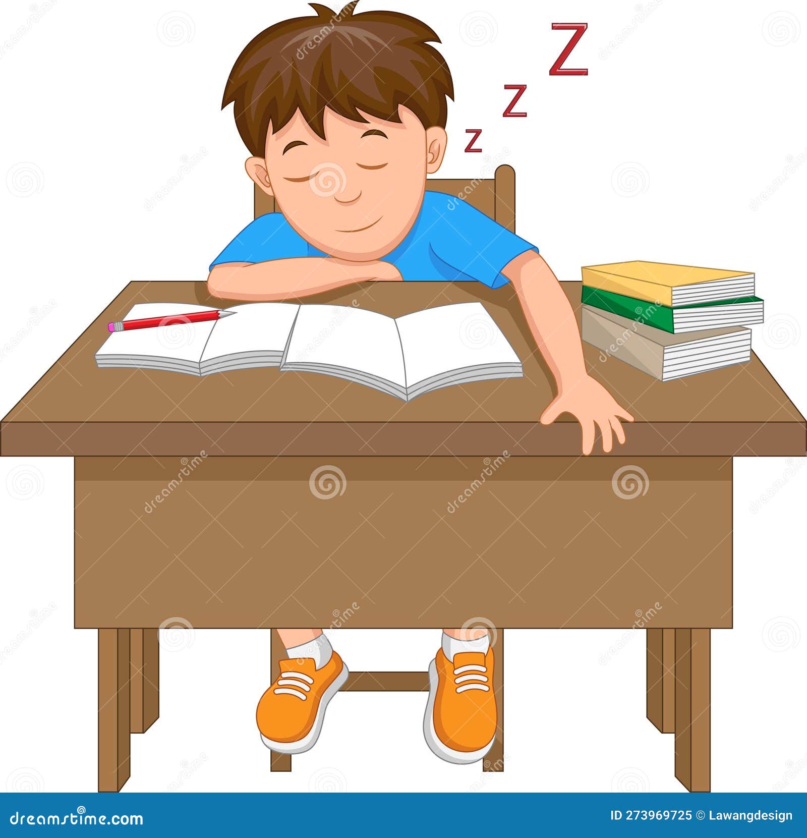 Cartoon Boy Sleeping In Class