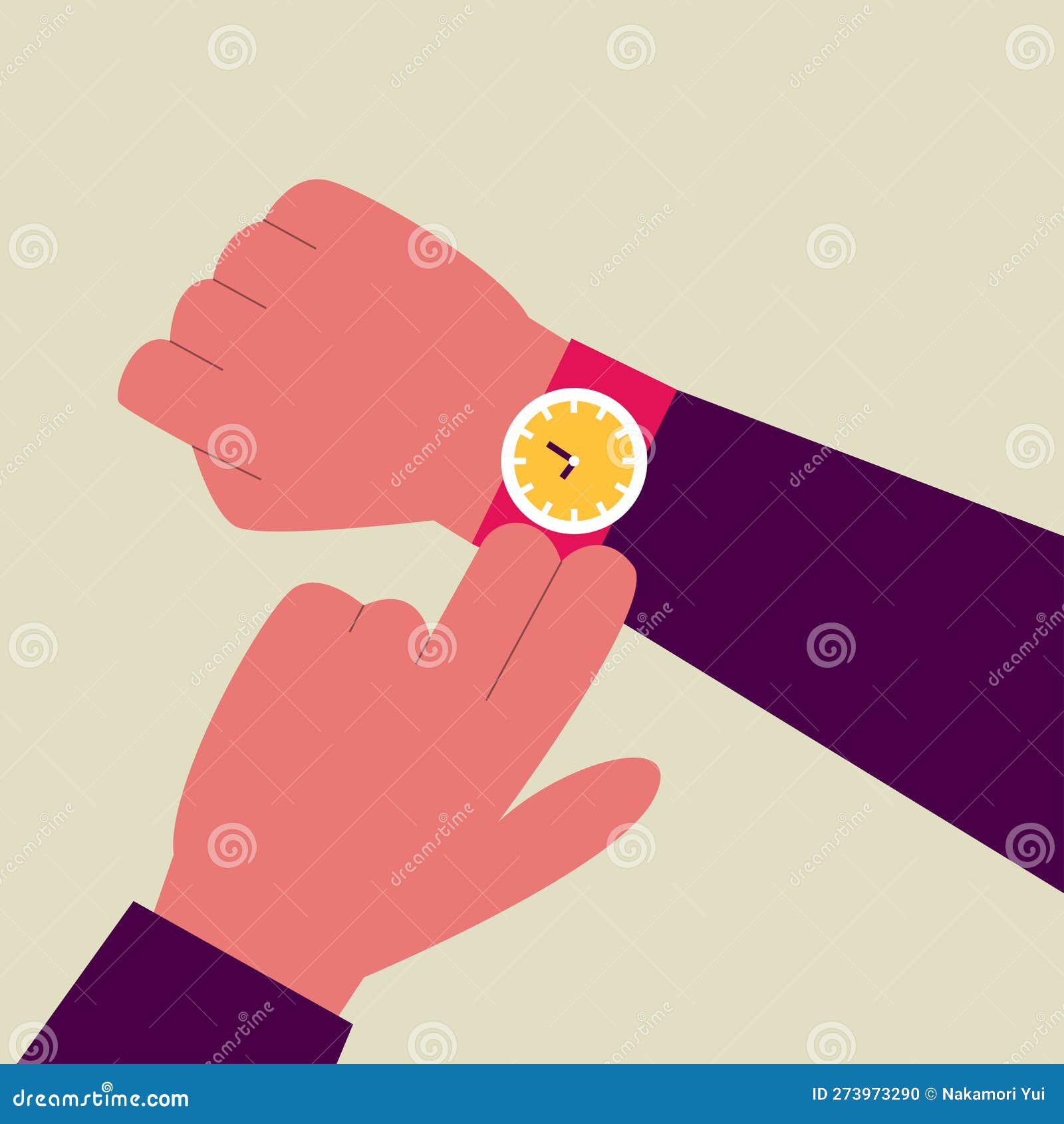 Wrist Watch on Hand, Man Watching Time on Wrist Watch Stock Vector ...