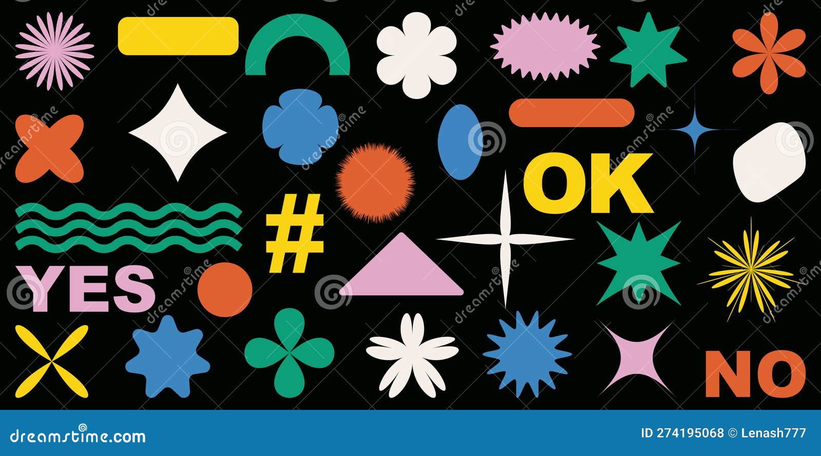 90s.Shape Set Y2k Style.Trendy Geometric Forms. Stock Vector ...