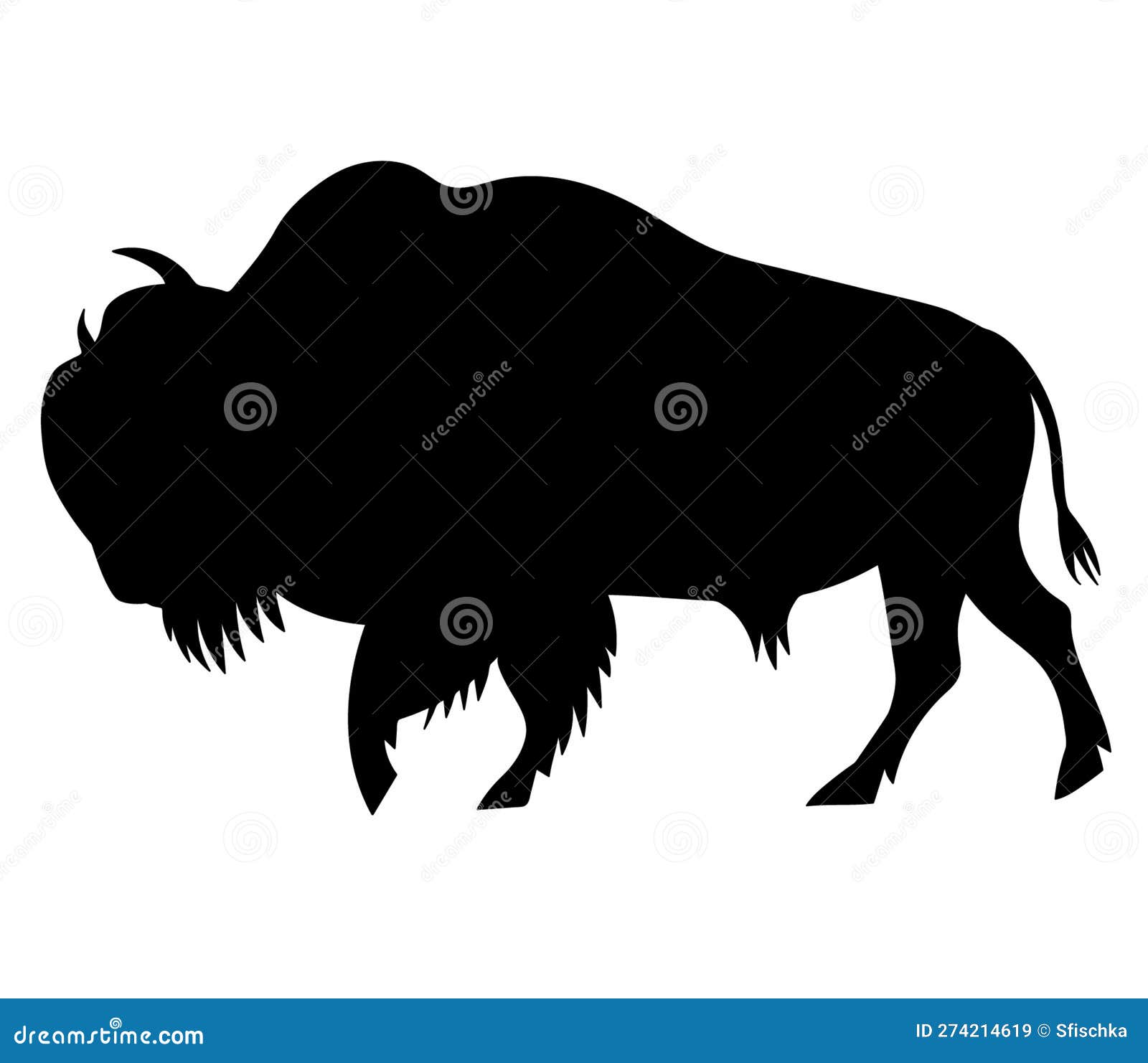 Bison Vector Illustration Isolated On White Background. Portrait Of ...
