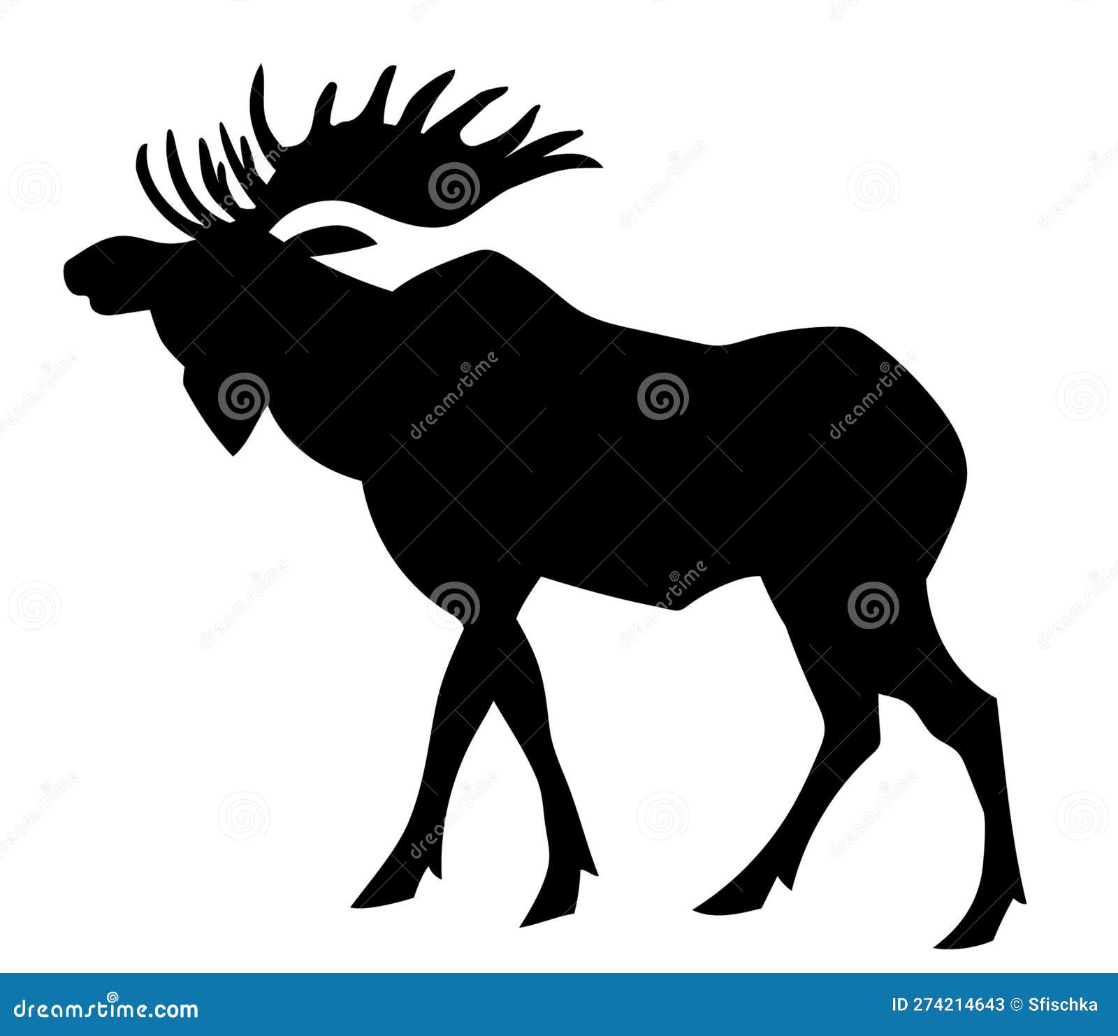 Moose Vector Silhouette Black Stock Vector - Illustration of wild ...