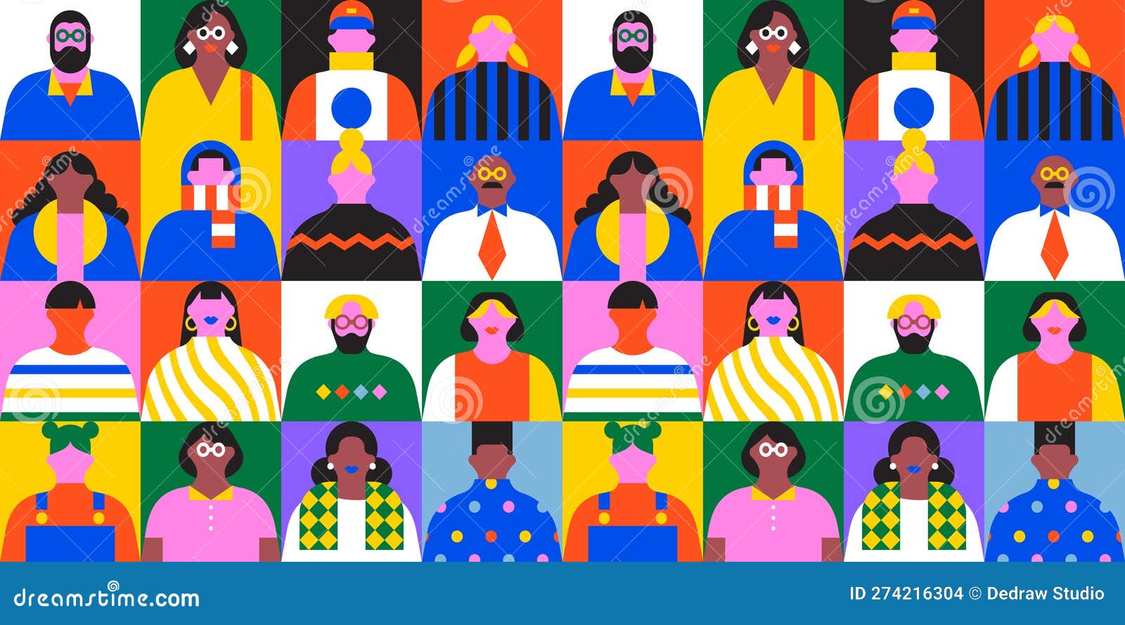 Diverse Community Seamless Pattern Illustration Stock Vector ...