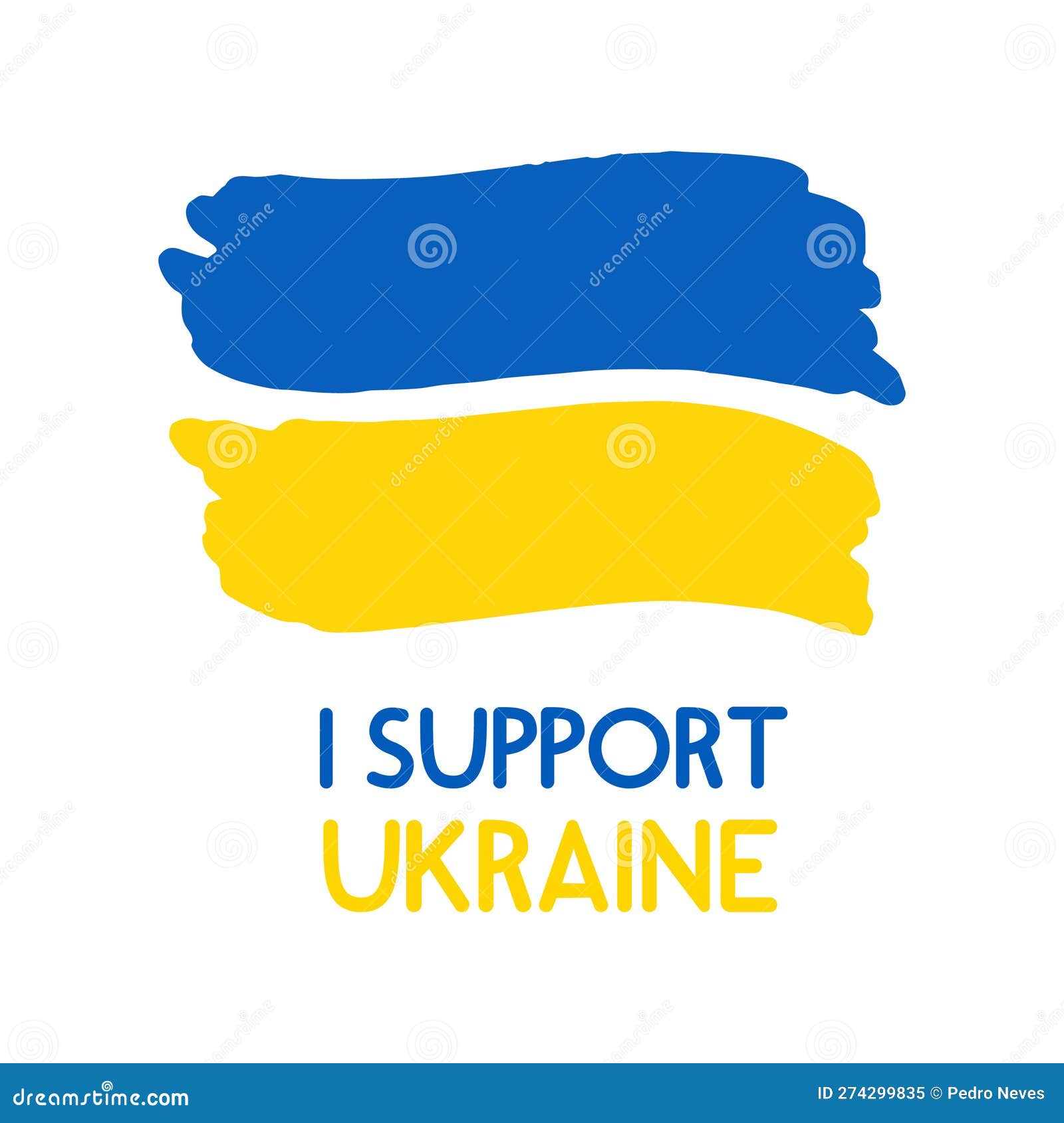 I Support Ukraine with Ukrainian Flag Colors Brush. Ukrainian Conflict ...