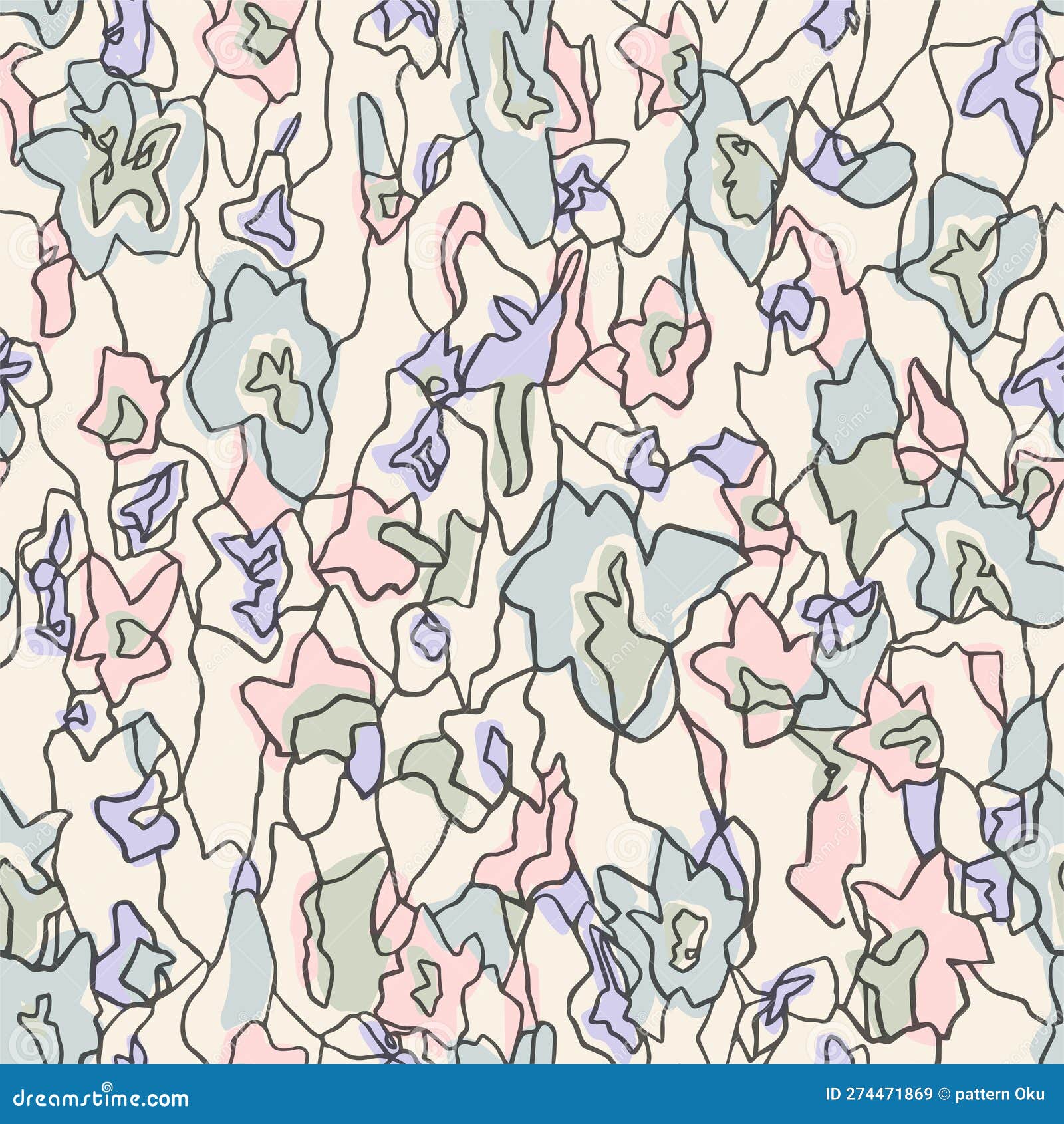 Vector Doodle Flower Drawing Illustration Seamless Repeat Pattern Stock ...