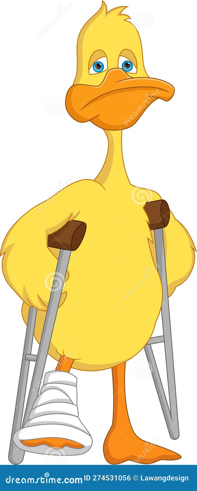 Cartoon Duck with Broken Leg and Using Crutches Stock Vector ...