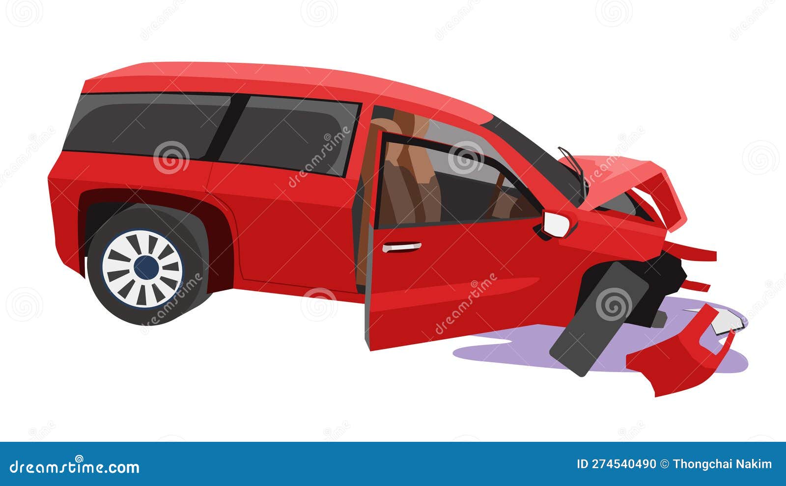 Severely Damaged Car After Accident With Crumpled Body And Roof, Likely ...