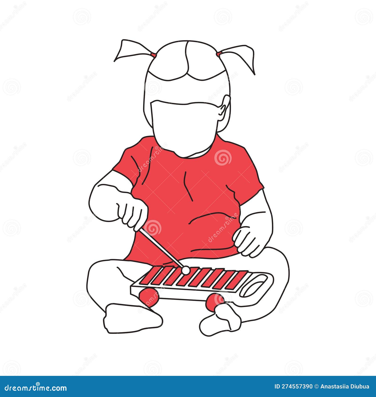 Child is Playing.Minimalism. Linart and Red Stock Vector - Illustration ...