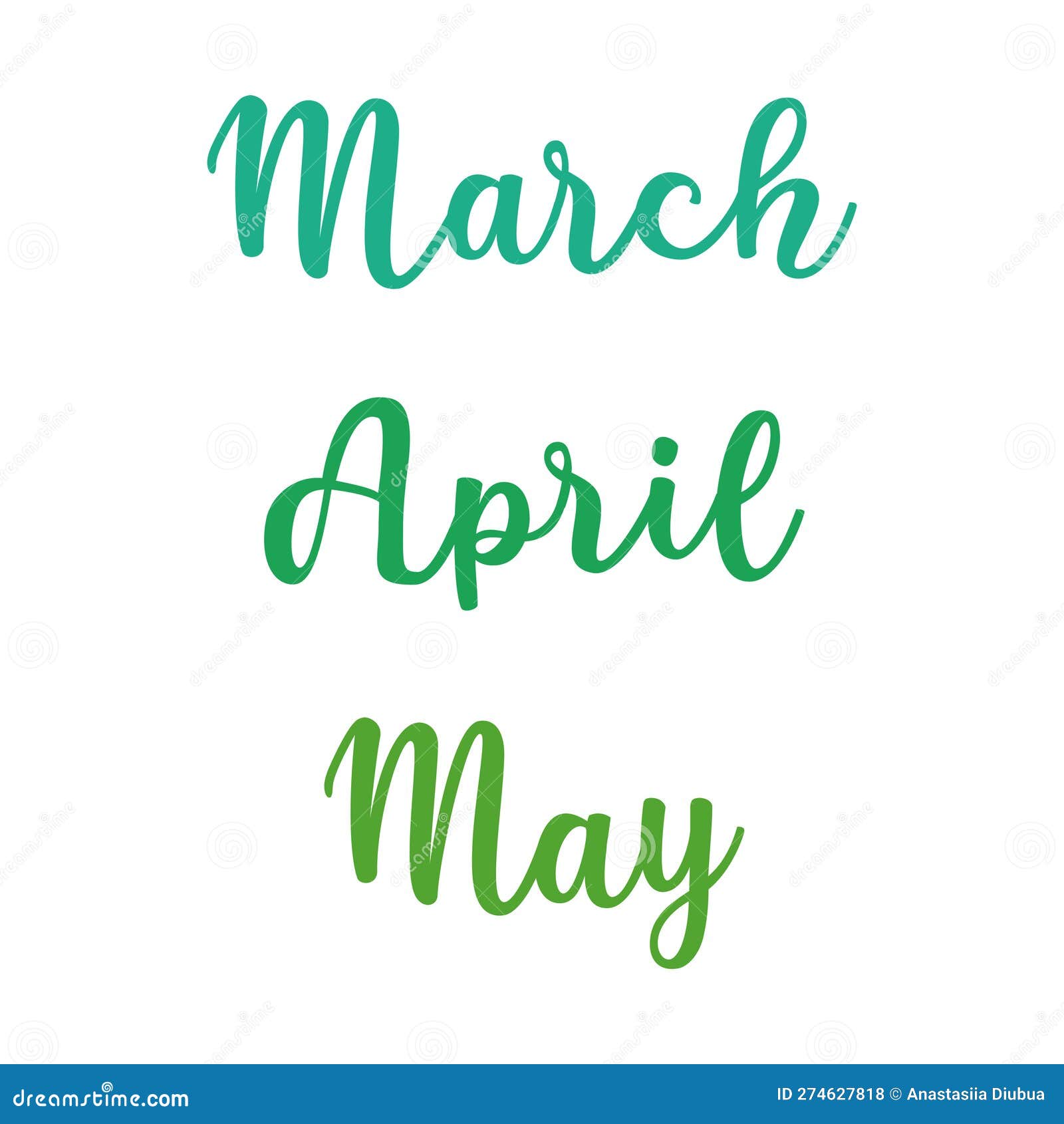 Lettering March, April and May. Stock Illustration - Illustration of ...