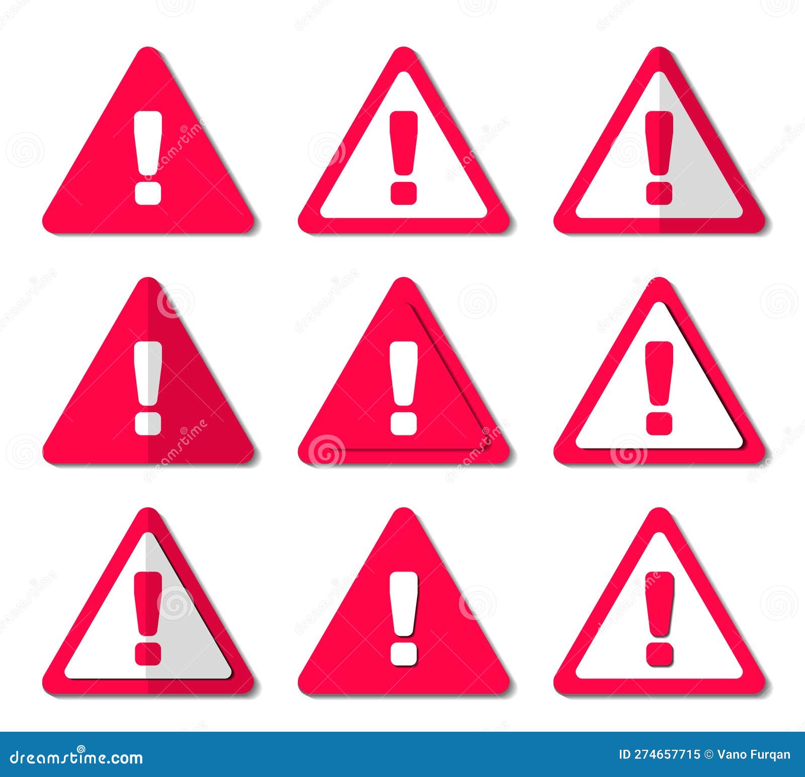 Triangle Warning Sign Minimalist Flat Design Set Stock Vector ...