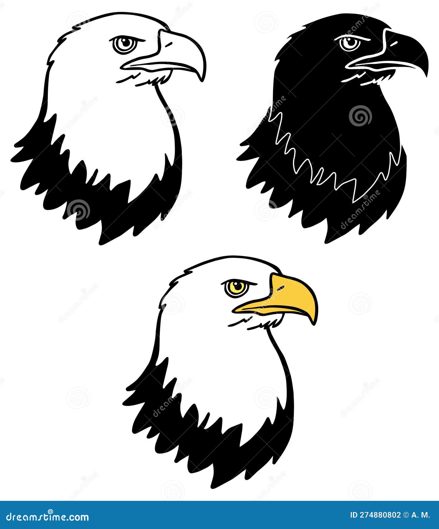 Bald Eagle Head Clipart Outline Silhouette And Color Vector