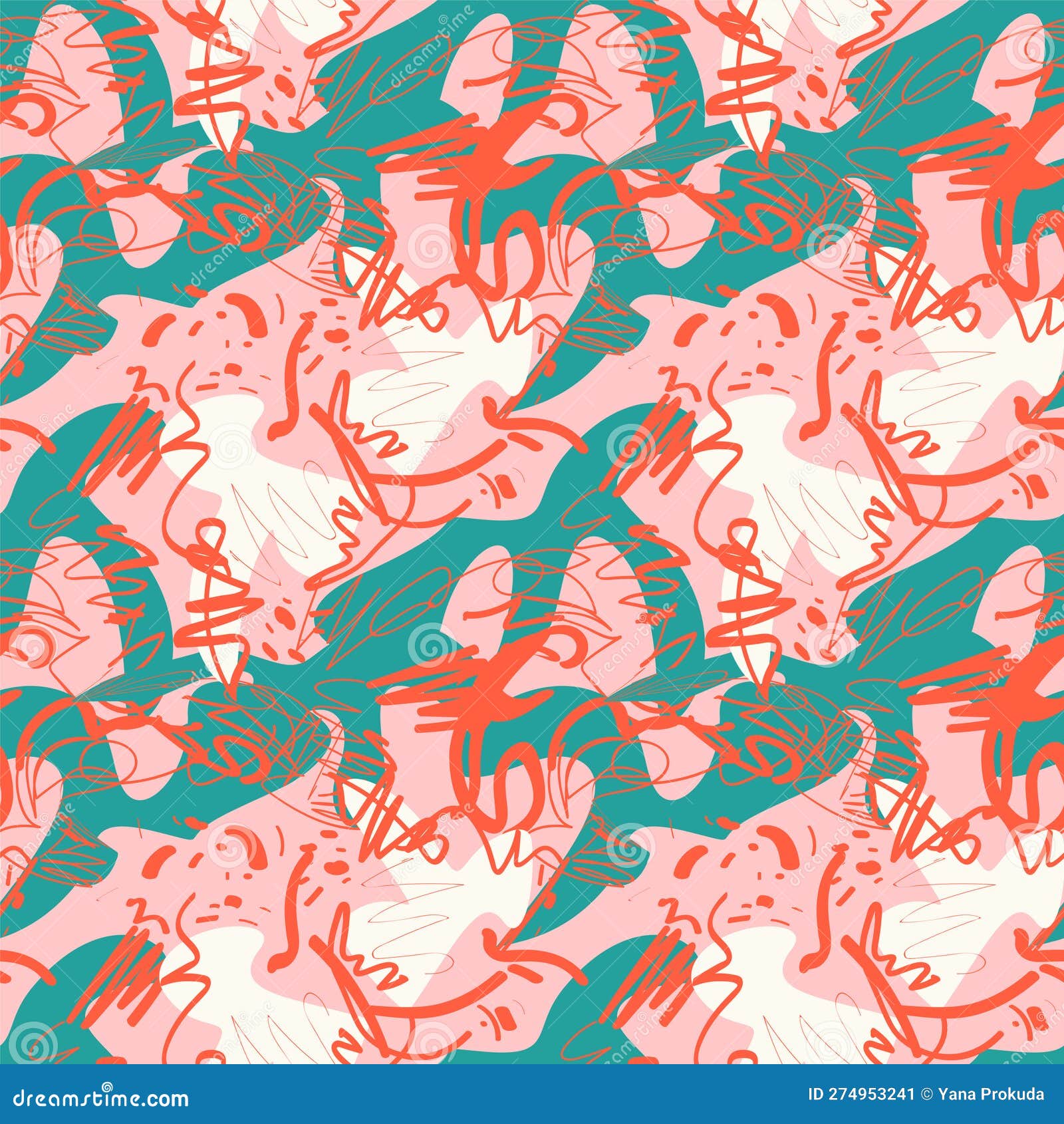 Urban Colorful Abstract Seamless Pattern with Chaotic Shapes and Lines ...