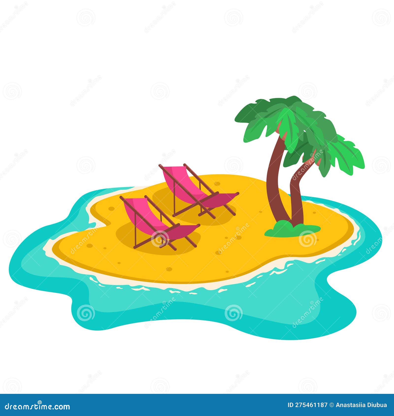 Vector Bright Island in the Middle of the Ocean or Sea. Stock Vector ...