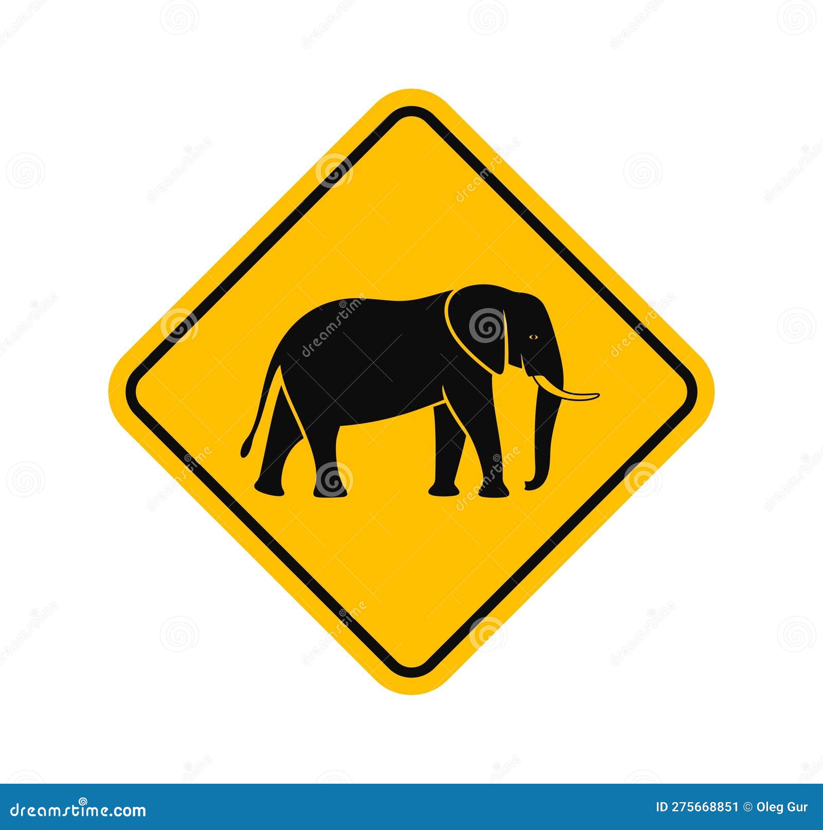 Beware Elephant Traffic Sign. Warning Traffic Sign On A White ...