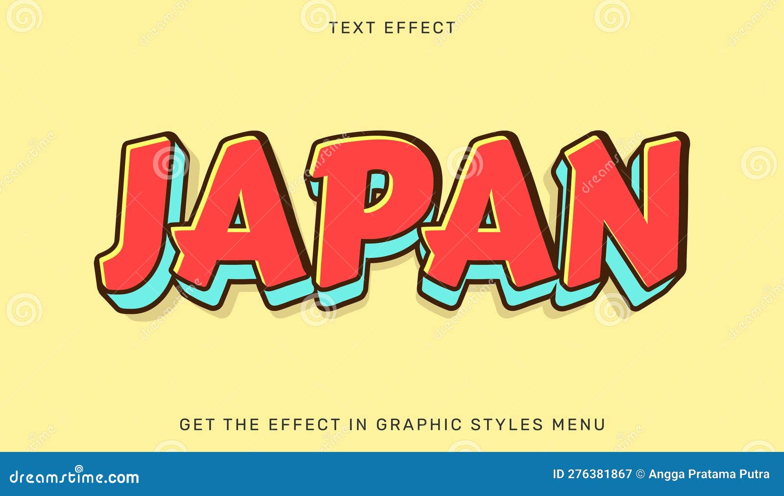 Japan Text Effect Template in 3d Style Stock Vector - Illustration of ...