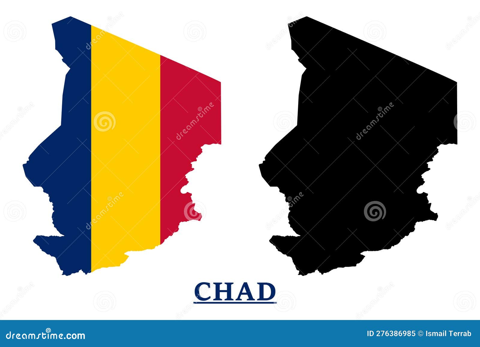 Chad National Flag Map Design Stock Vector - Illustration of landlocked ...