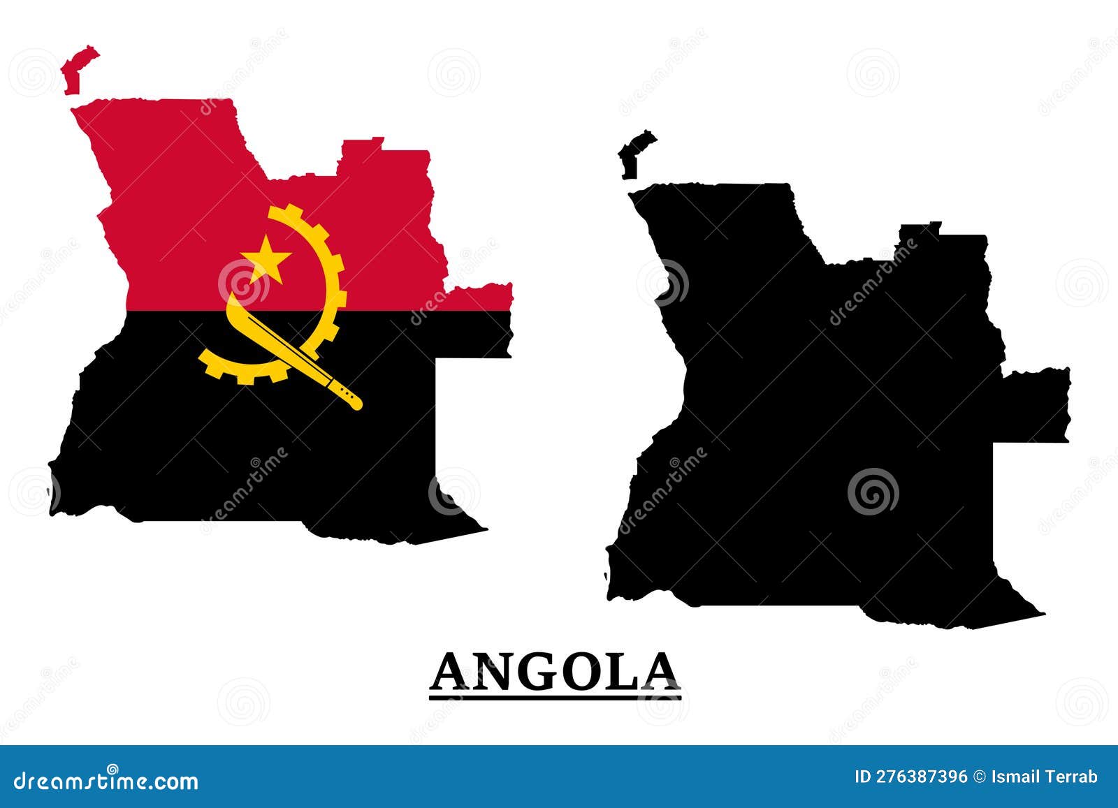 Angola National Flag Map Design Stock Vector - Illustration of location ...