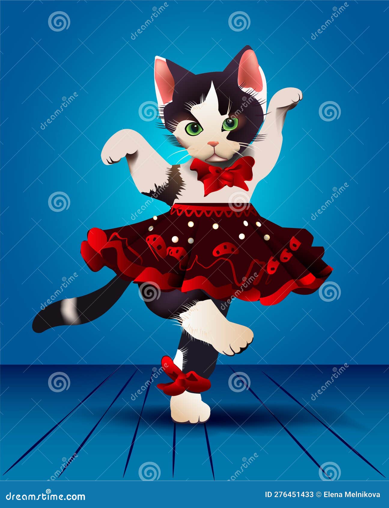 Adorable Kitten Dancing the Salsa. Vector Illustration Stock Vector ...