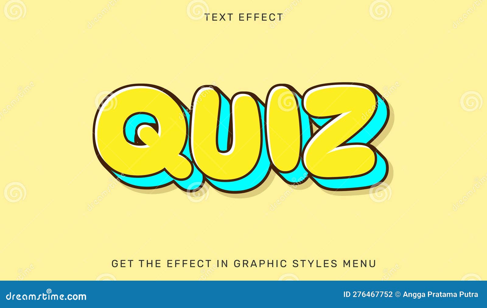 Quiz Editable Text Effect in 3d Style Stock Vector - Illustration of ...