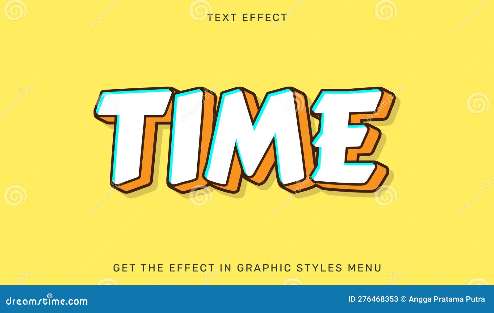 Time Text Effect Template in 3d Style Stock Vector - Illustration of ...