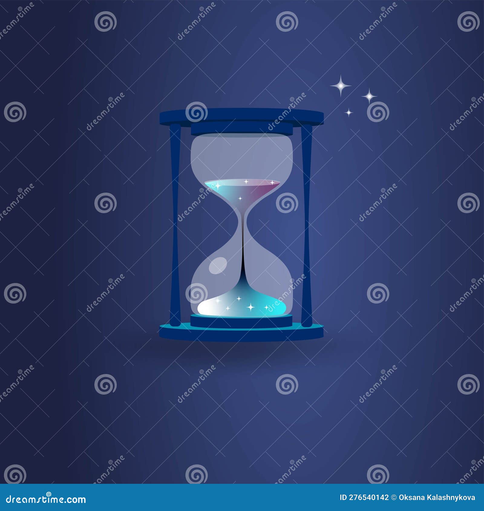 Magic Hourglass Illustration, Blue Background, Time Concept. Stock ...