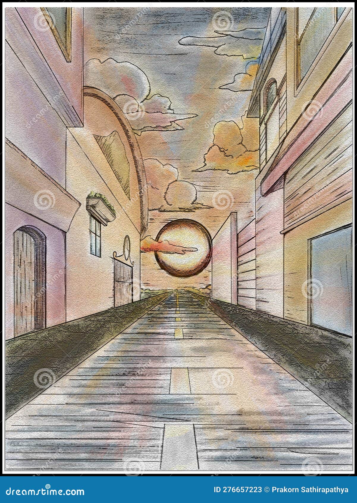 One Point Perspective Grid Background. Abstract Grid Line Backdrop ...