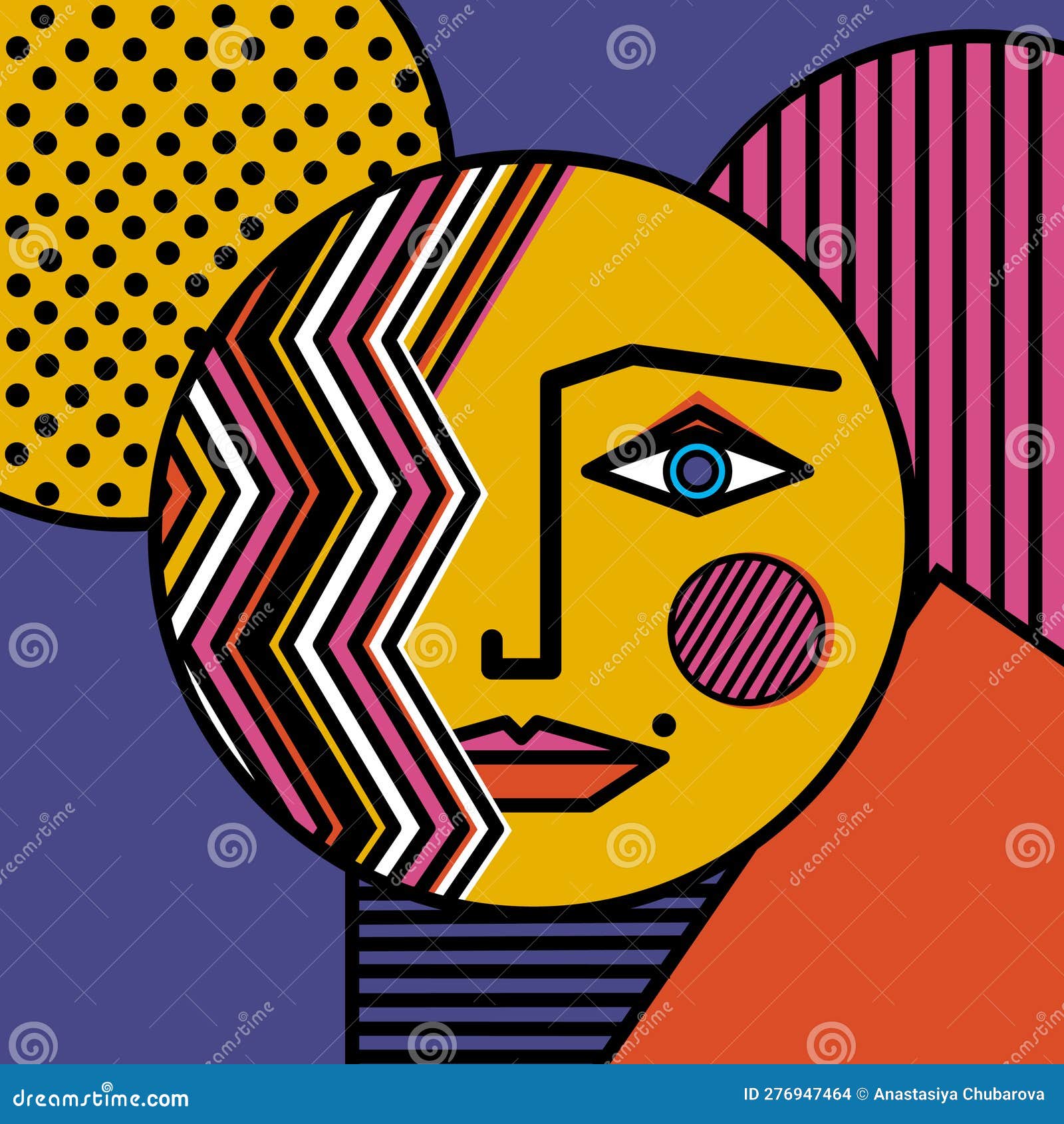 Female Face in a Modern Abstract Style. Geometric Portrait Stock ...