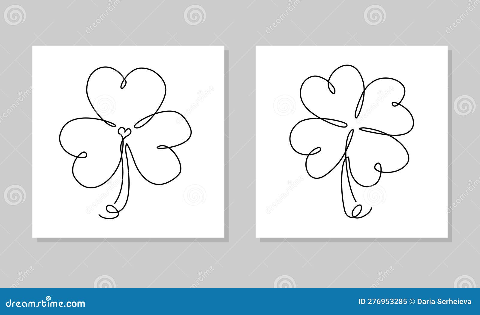 Clover Leaf One Line Art Isolated on White Stock Vector - Illustration ...