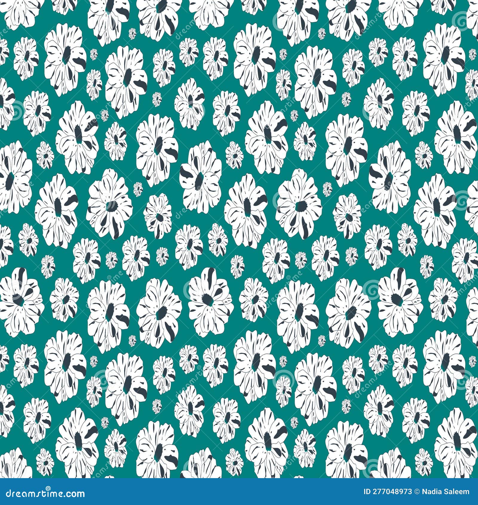 Blossoming Flowers Vector Repeat Pattern Stock Vector - Illustration of ...