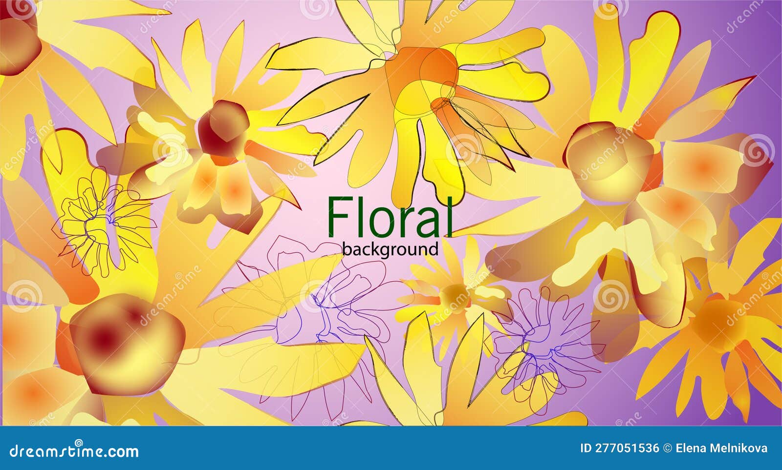 Floral Background. Summer Yellow Flowers on Watercolor Background Stock ...