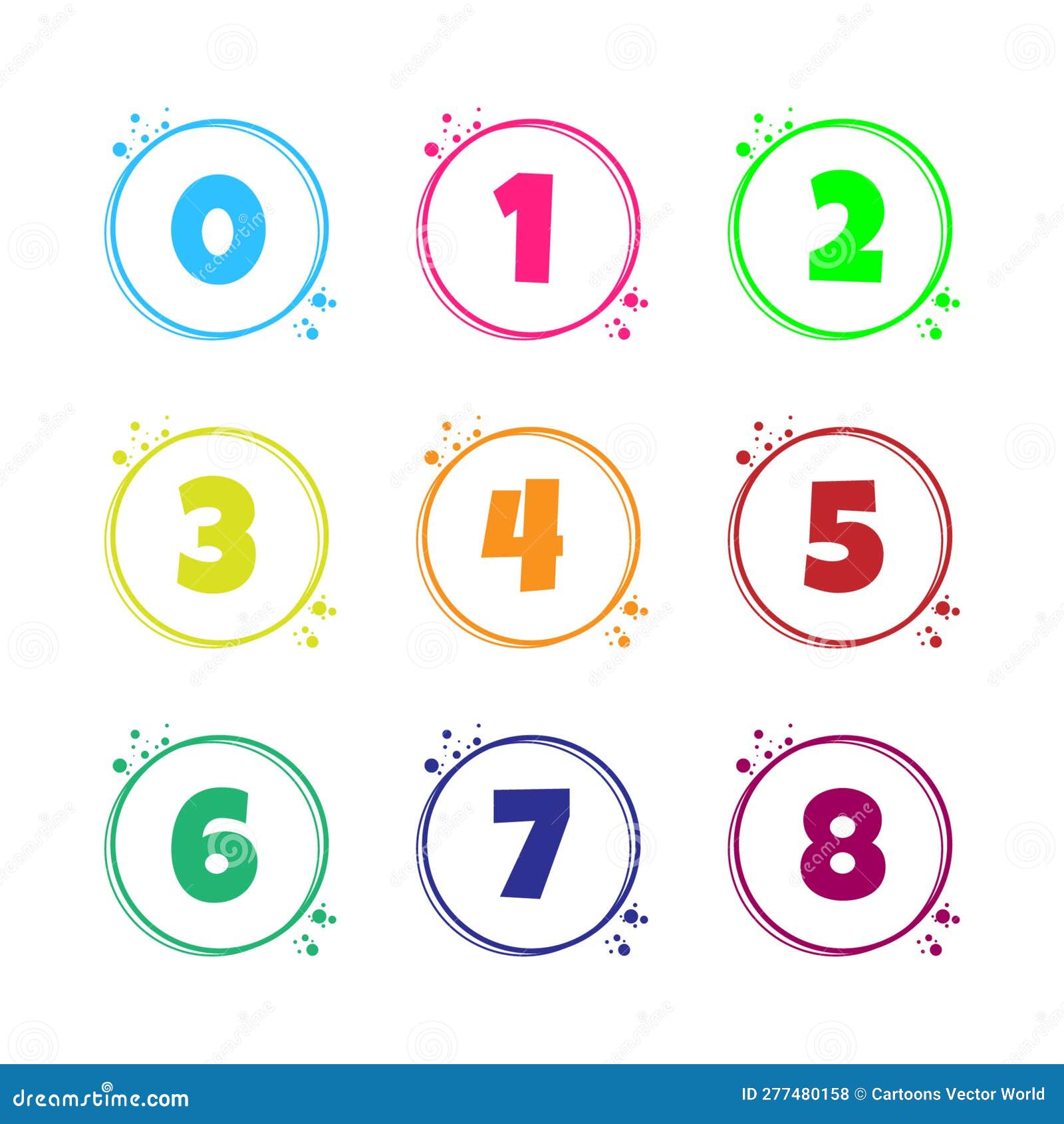Vector Illustration of Numbers Character Cartoon Style Set Stock Vector ...