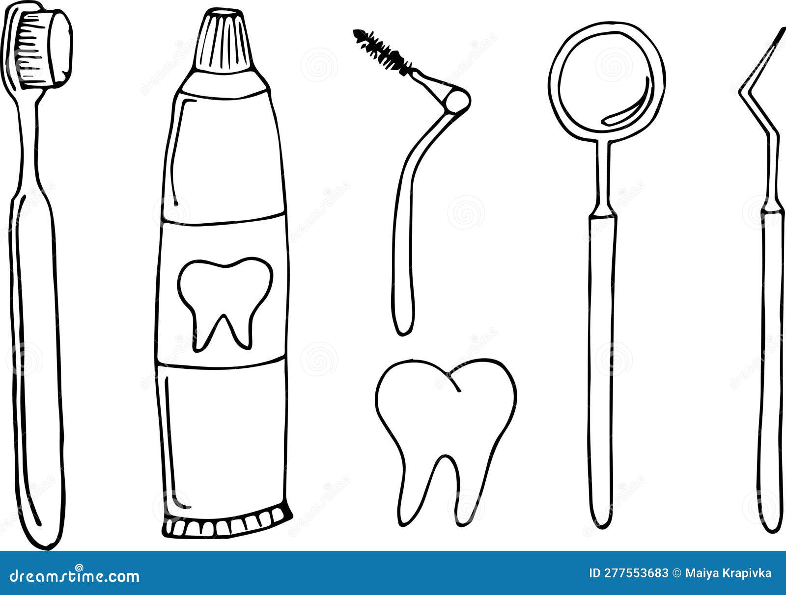 Vector Image of a Set of Dental Instruments Stock Vector - Illustration ...