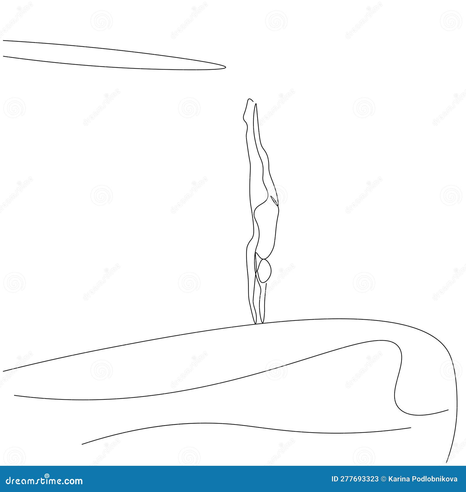 Woman Springboard Diving Silhouette Line Drawing Vector Illustration ...