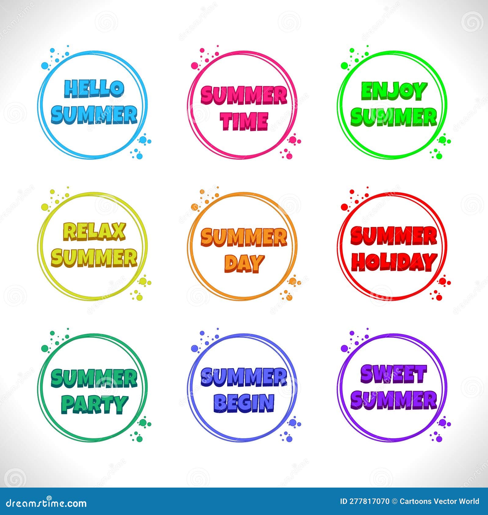 Vector Illustration of Colorful Hello Week Days Text in a Circle, Icon ...