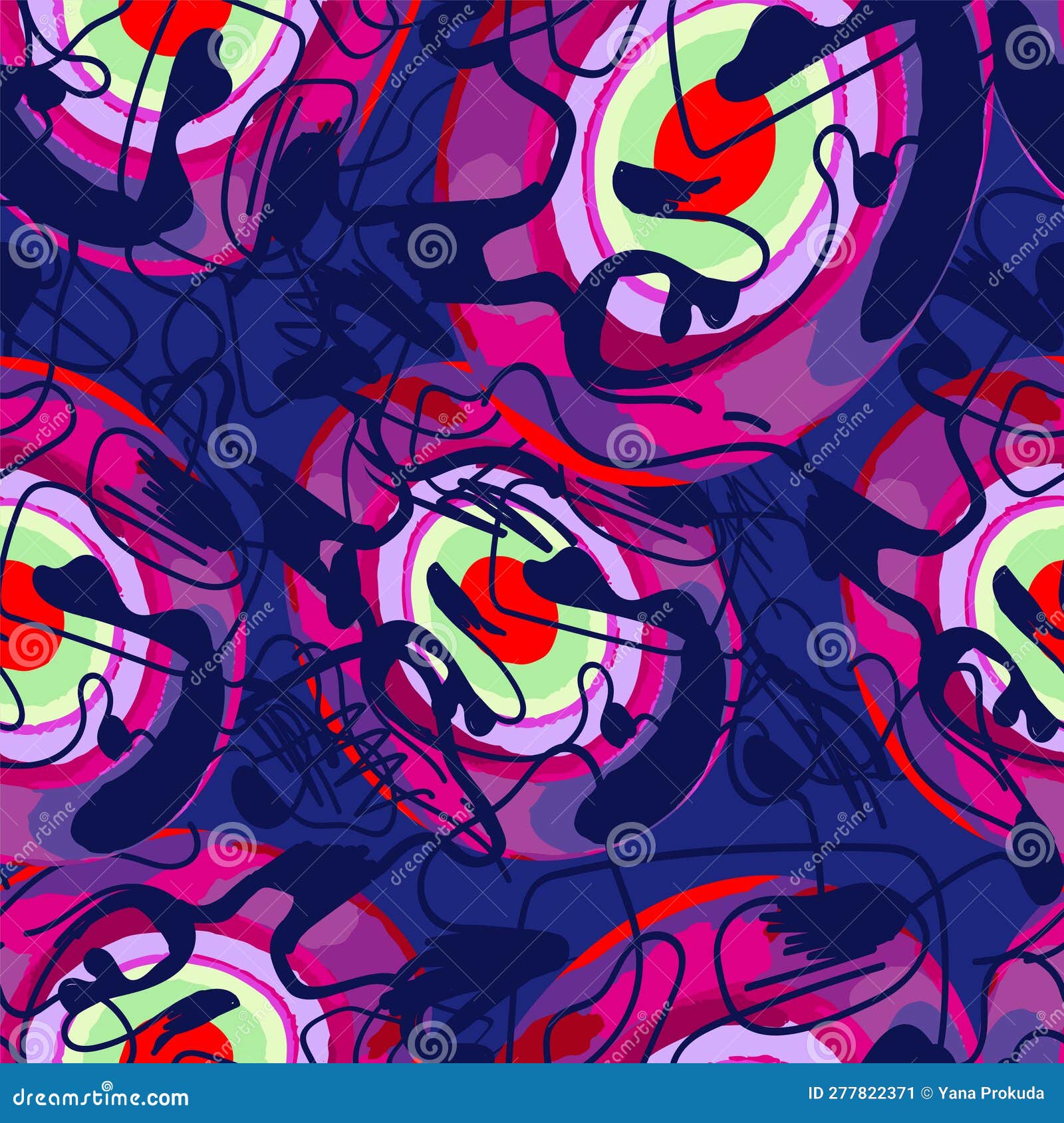 Psychedelic Abstract Colorful Pattern with Chaotic Rounds and Wave ...