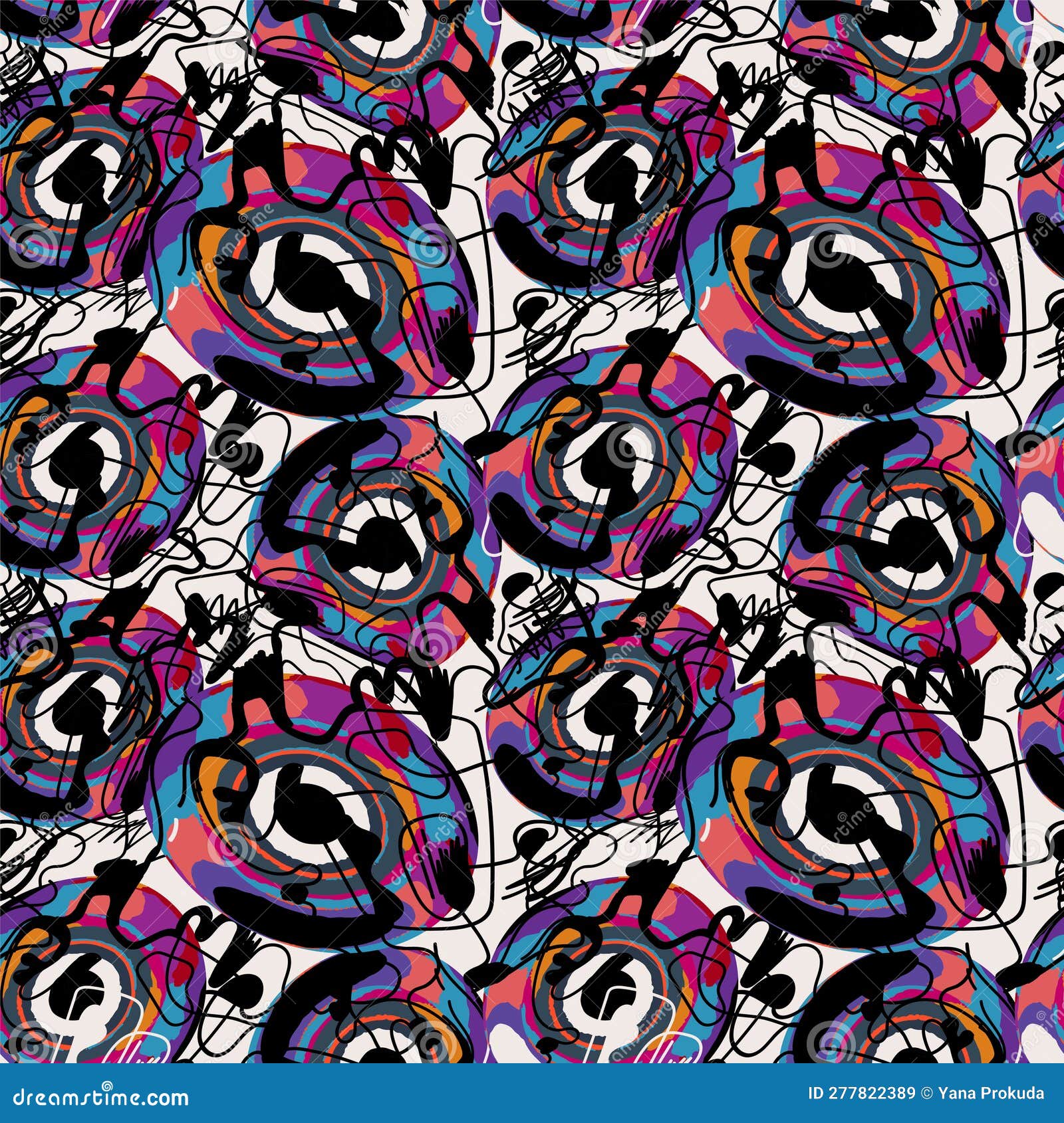 Psychedelic Abstract Colorful Pattern with Chaotic Rounds and Wave ...