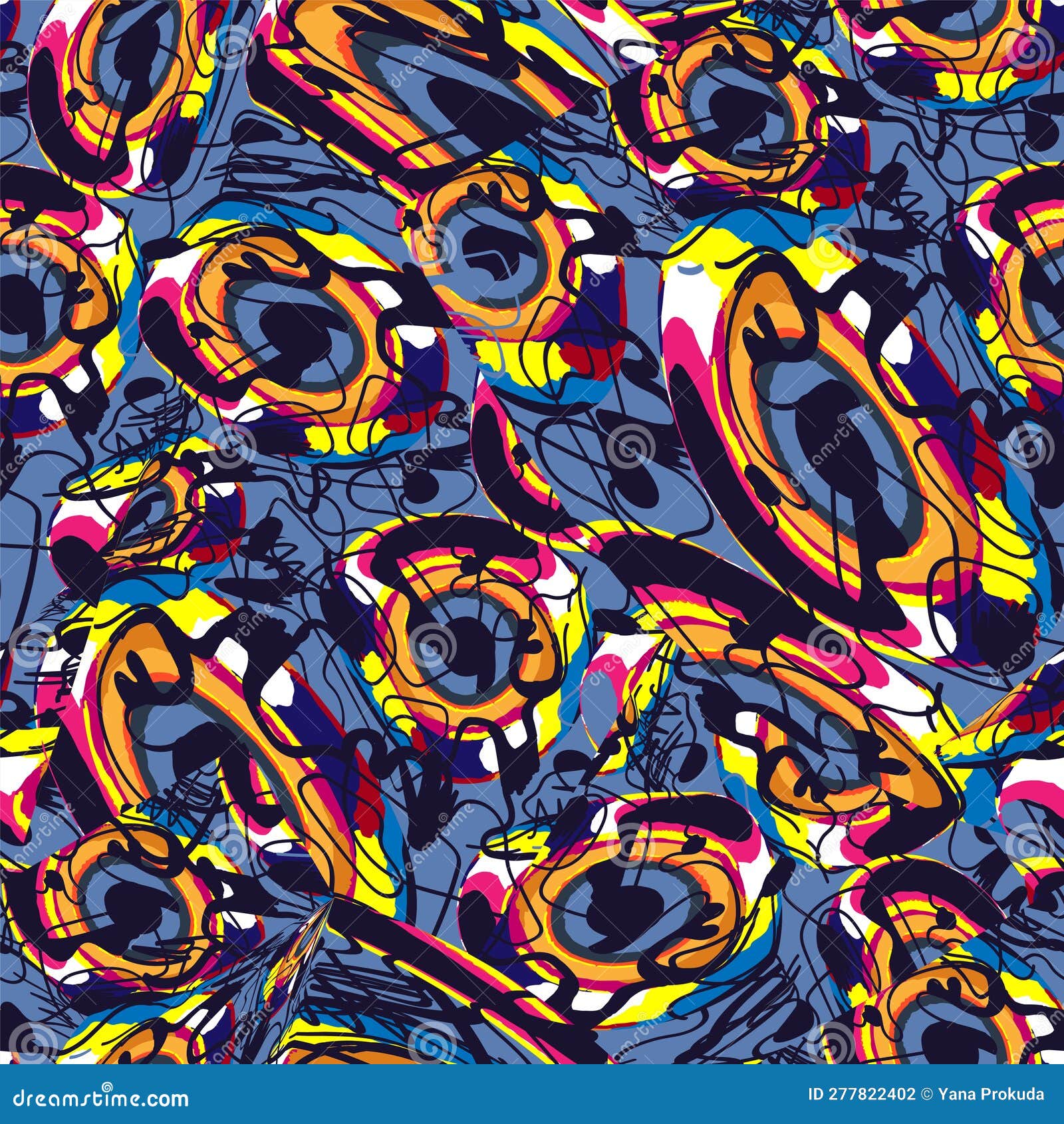 Psychedelic Abstract Colorful Pattern with Chaotic Rounds and Wave ...