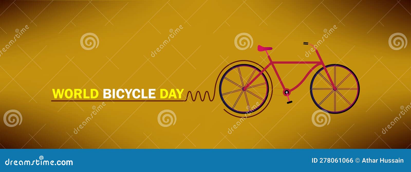 Text on Bicycle Path Vector Design Illustration for World Bicycle Day ...