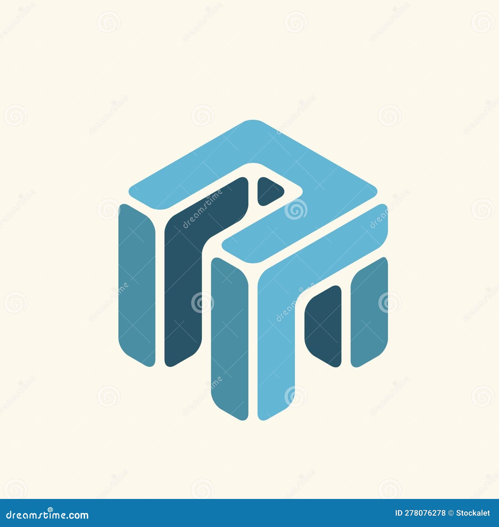 Geometric 3d Construction Logo. Deco Design and Architecture Icon ...