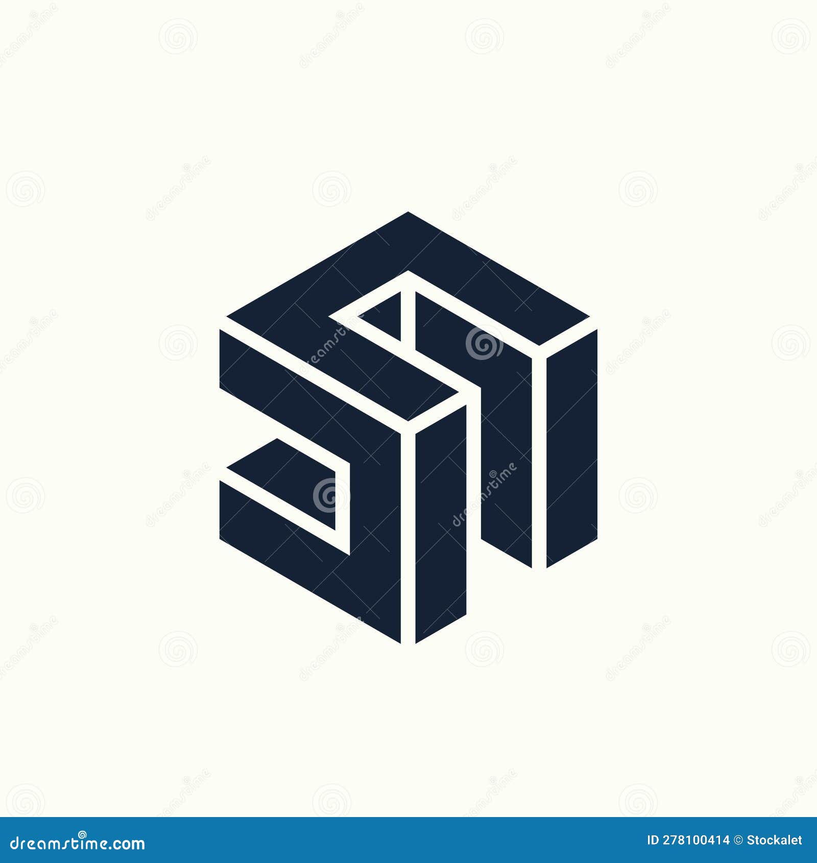 Geometric 3d Construction Logo. Deco Design, Architecture Icon. Stock ...