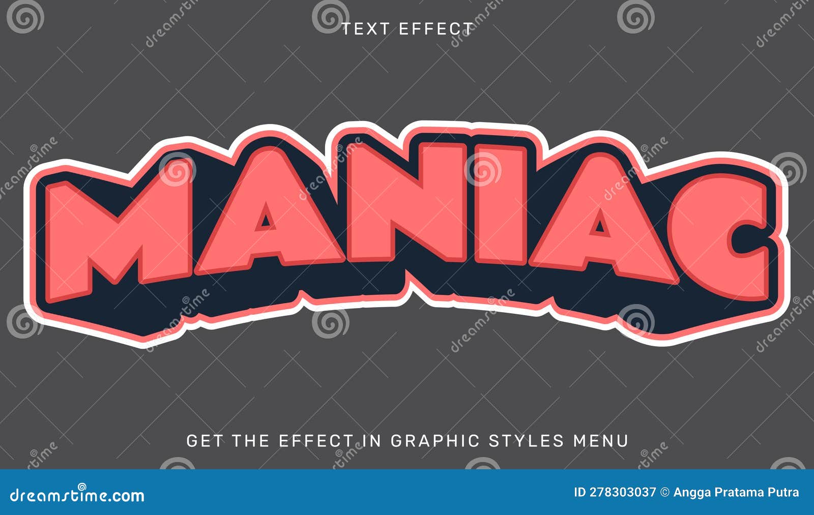 Maniac Editable Text Effect in 3d Style Stock Vector - Illustration of ...