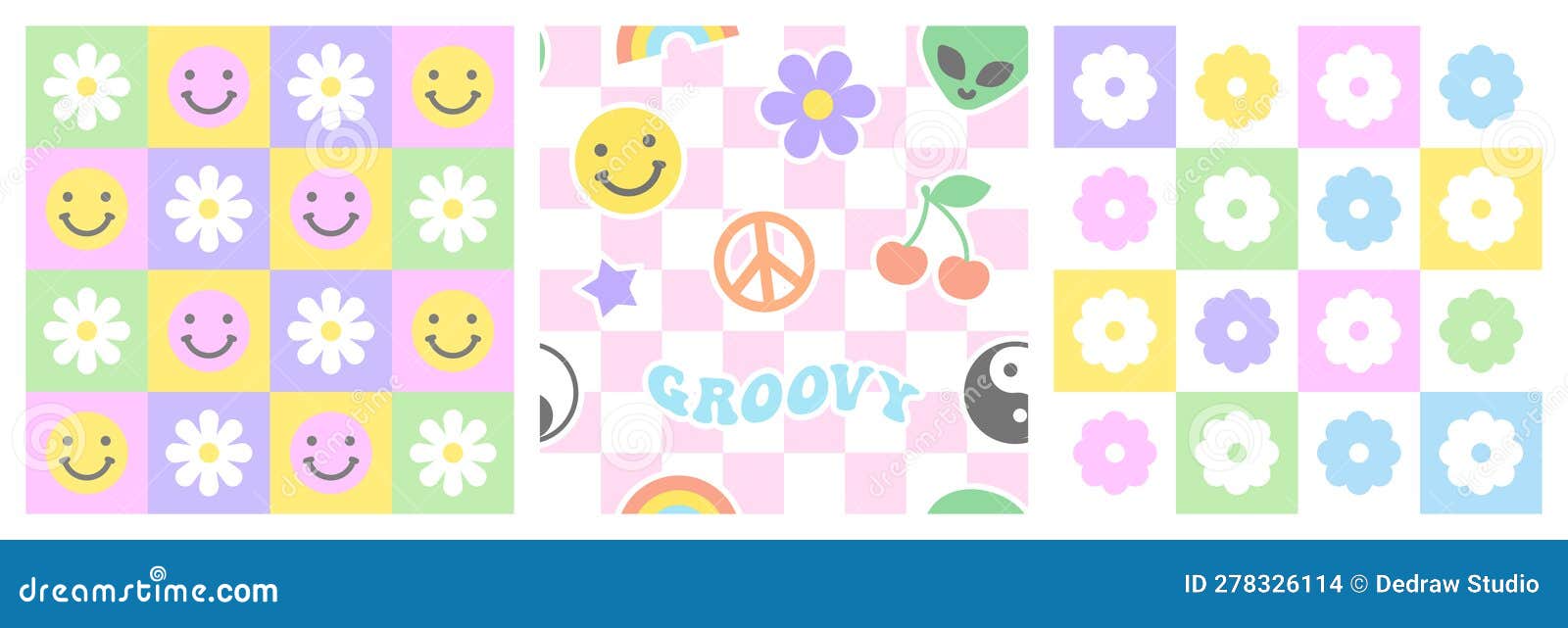 Colorful Trendy Checker Board Square Seamless Pattern Stock Vector ...