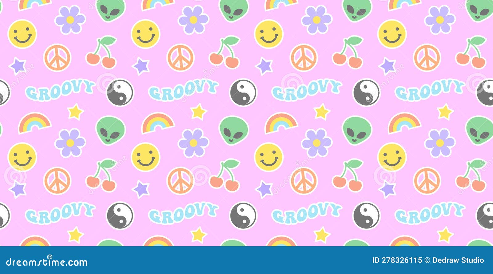 Colorful Retro Y2k Icon Seamless Pattern Illustration Stock Vector ...