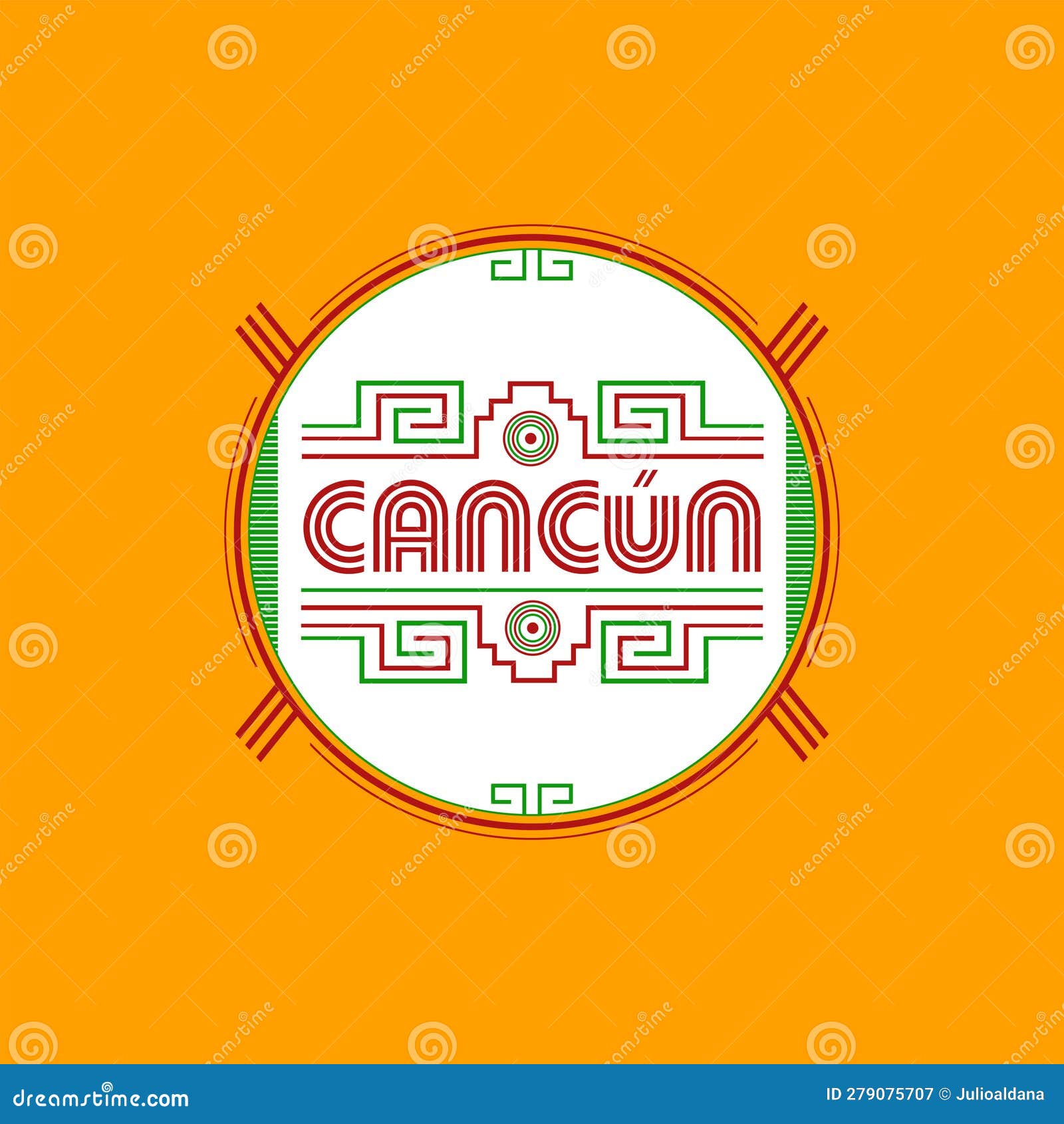 Cancun Mexico Emblem Maya Aztec Style Design Stock Vector ...