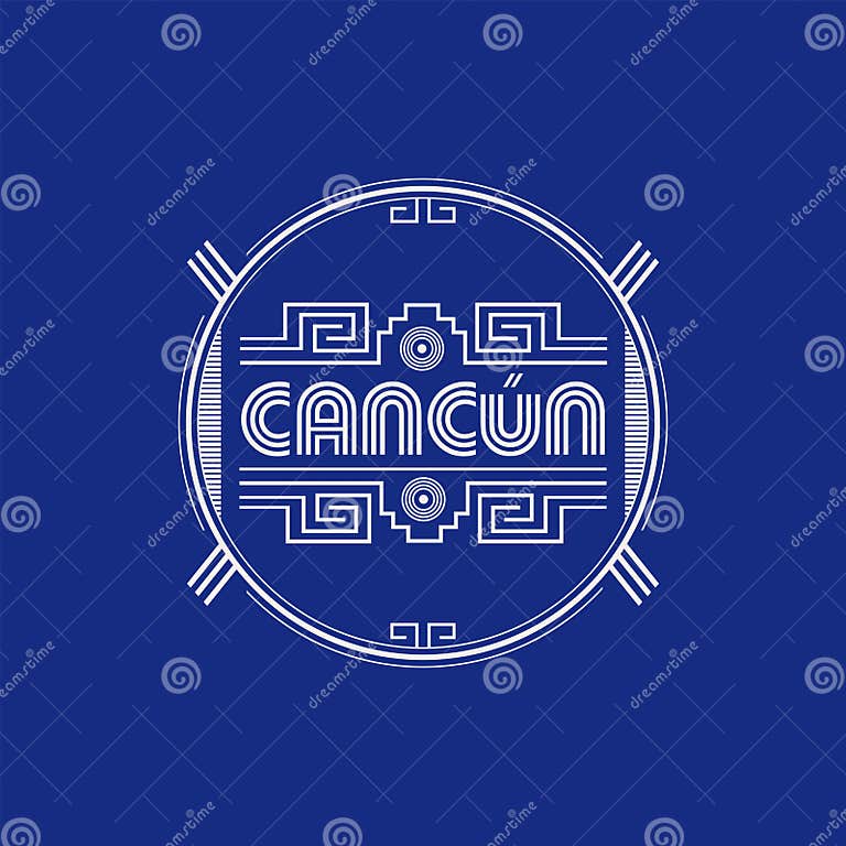 Cancun Mexico Emblem Maya Aztec Style Design Stock Vector ...