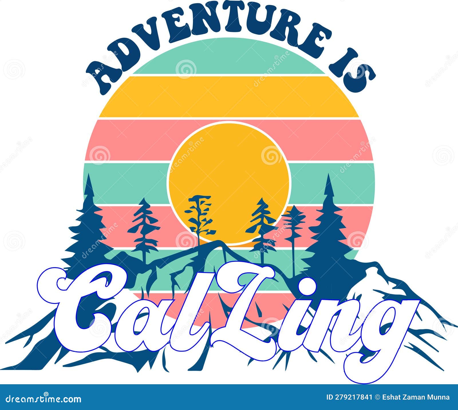 Adventure is Calling Retro Blue Svg Vector Stock Vector - Illustration ...