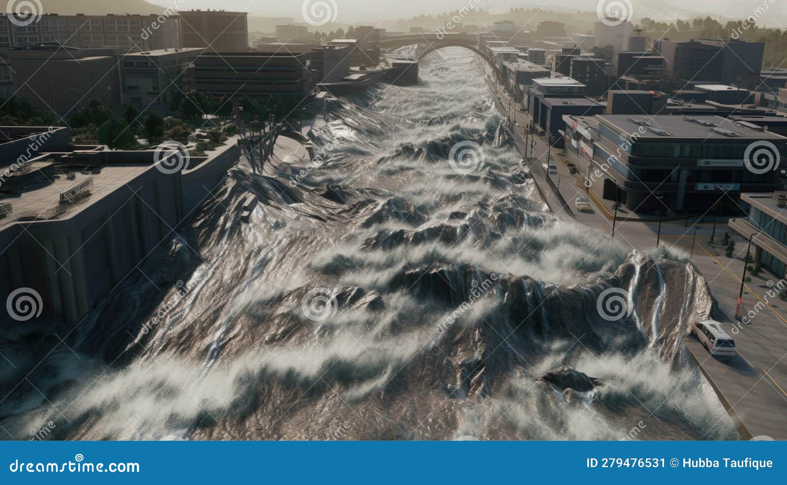 Massive Dam Breaks and Floods, Generative, Ai Stock Illustration ...